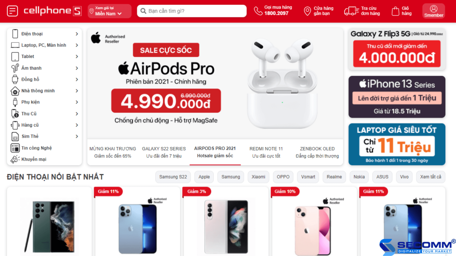 10 best retail websites for mobile phones in Vietnam